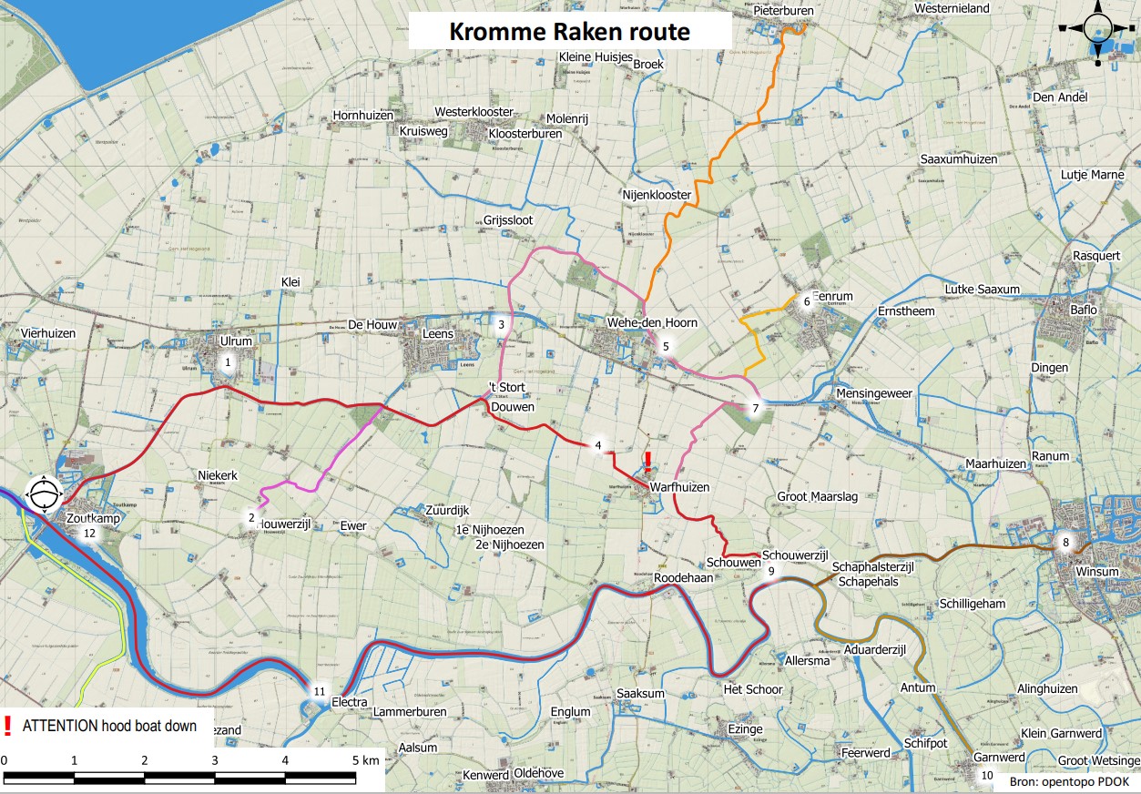 The Kromme Raken route - Bootverhuur Zoutkamp